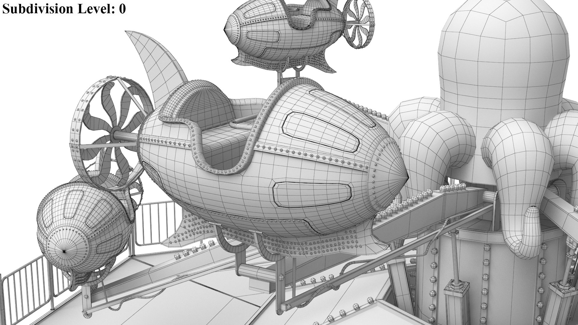 3D Octopus Amusement Park Ride Model - TurboSquid 1978751