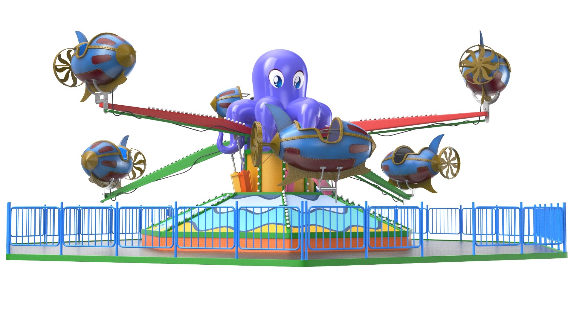 3D Octopus Amusement Park Ride Model - TurboSquid 1978751