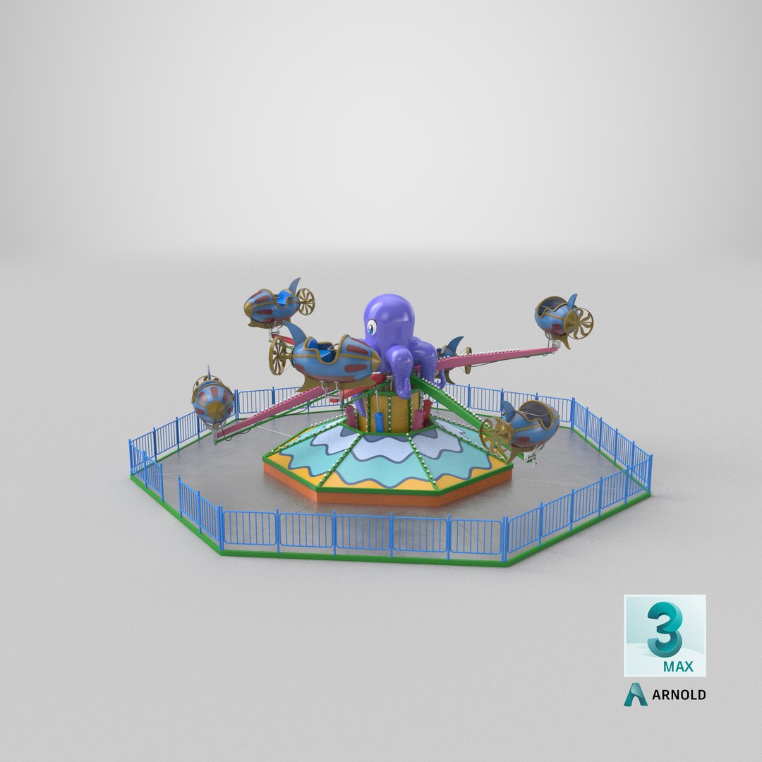 3D Octopus Amusement Park Ride Model - TurboSquid 1978751