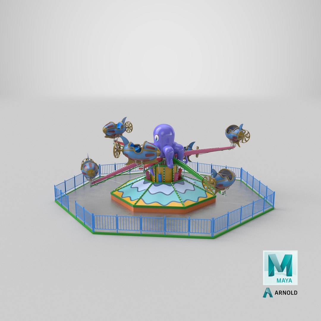 3D Octopus Amusement Park Ride Model - TurboSquid 1978751