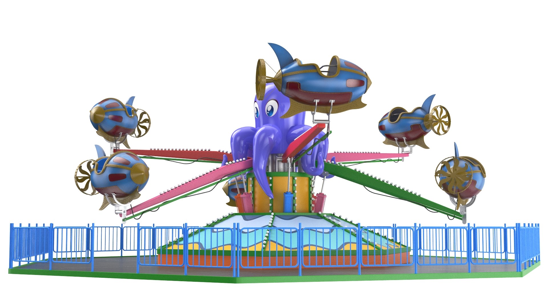 3D Octopus Amusement Park Ride Model - TurboSquid 1978751