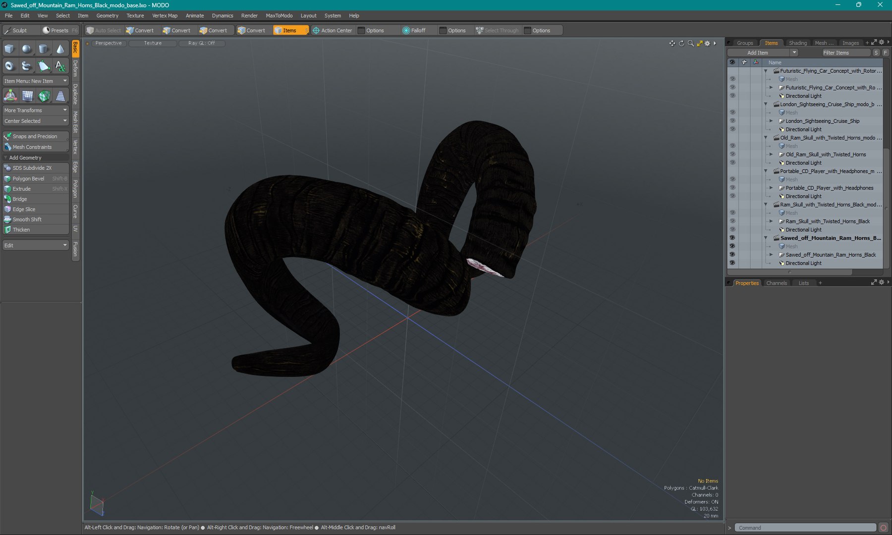 Sawed Off Mountain Ram Horns Black 3D Model - TurboSquid 2325311