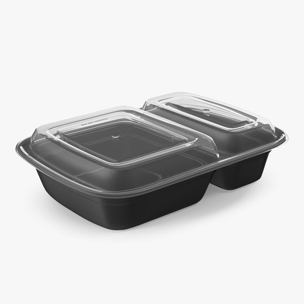3D Plastic 2 Compartment Food Container with Clear Lid - TurboSquid 1808617