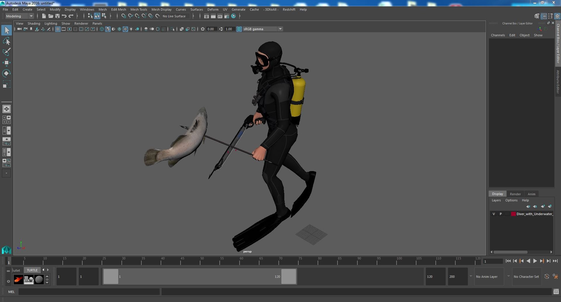 Diver With Underwater Speargun And Fish 3D - TurboSquid 1883183