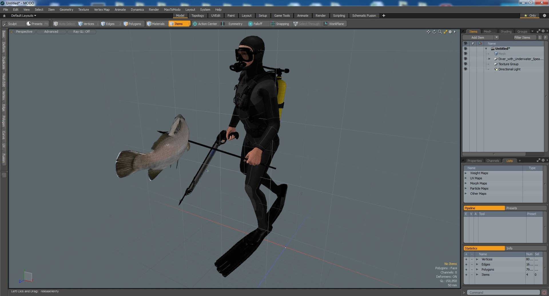 Diver With Underwater Speargun And Fish 3D - TurboSquid 1883183