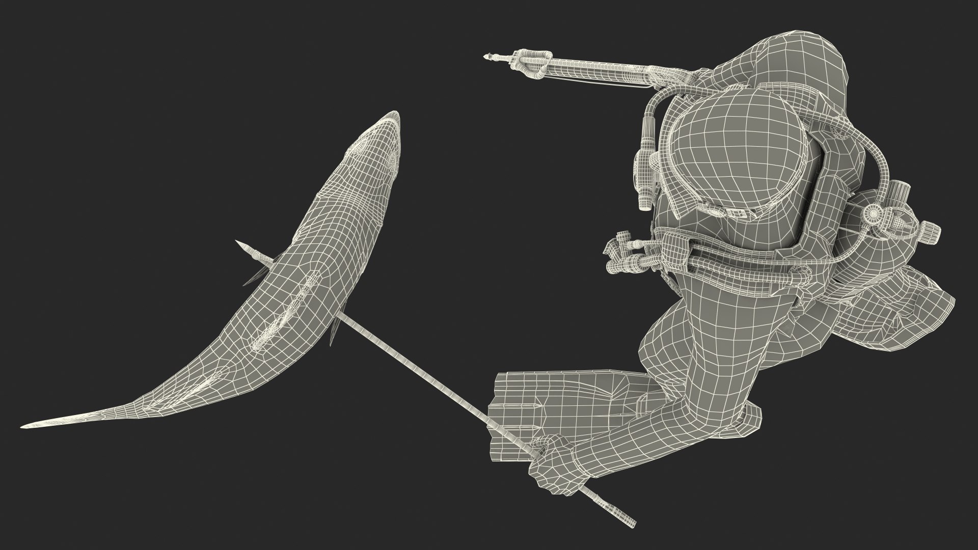 Diver With Underwater Speargun And Fish 3D - TurboSquid 1883183