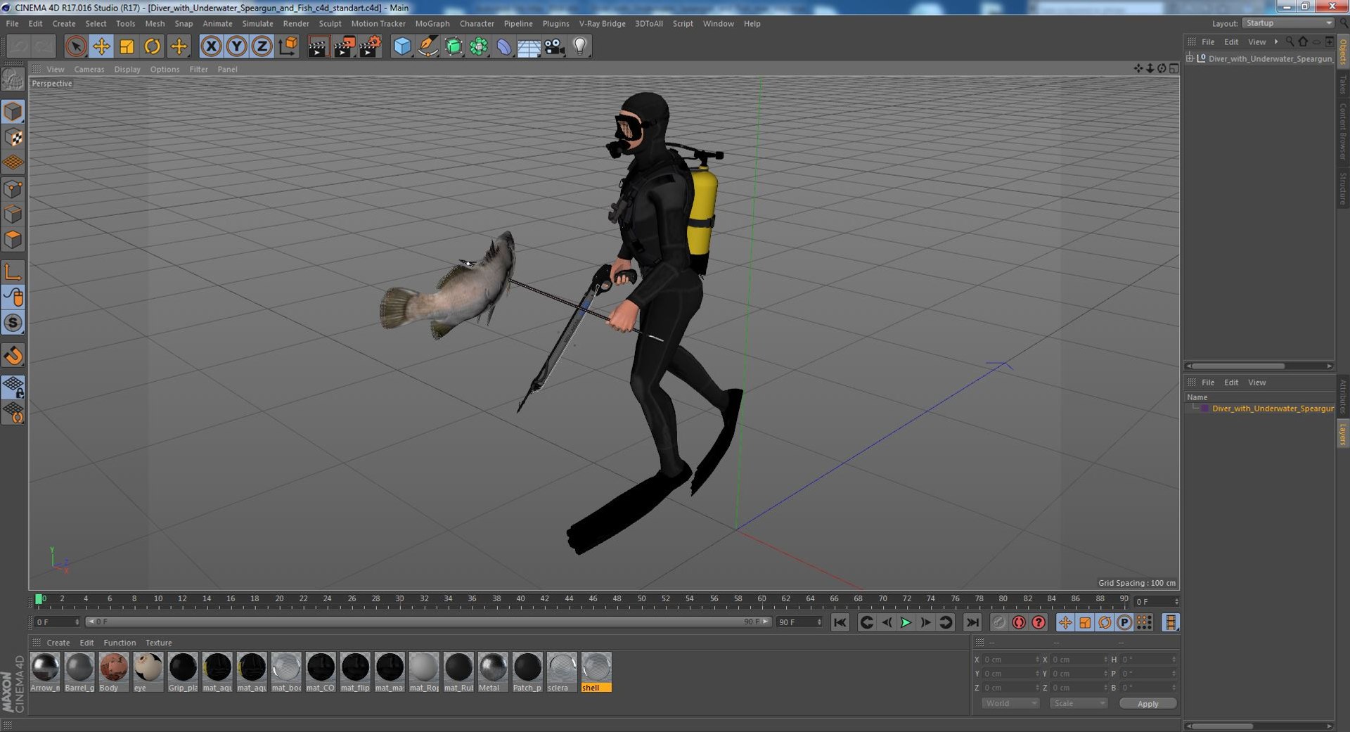 Diver With Underwater Speargun And Fish 3D - TurboSquid 1883183