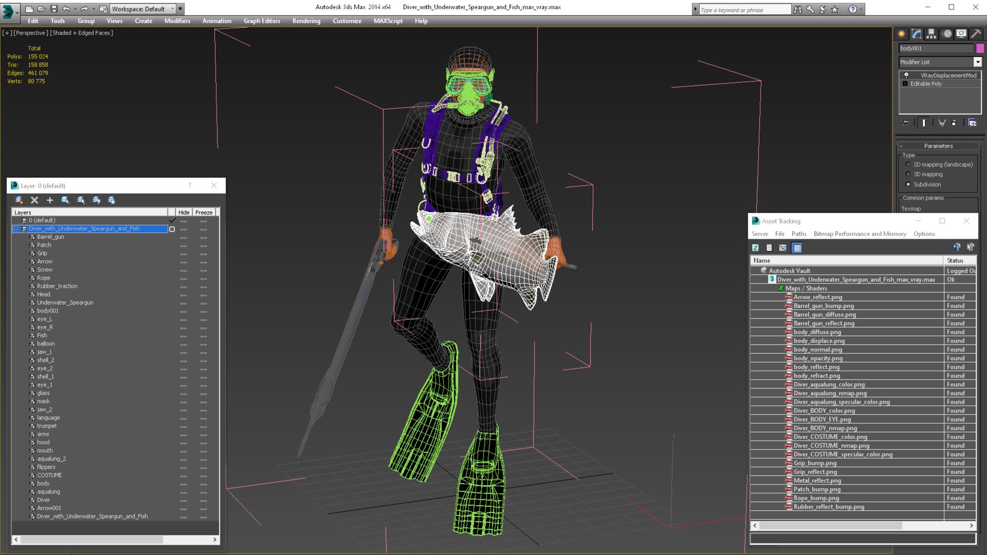 Diver With Underwater Speargun And Fish 3D - TurboSquid 1883183