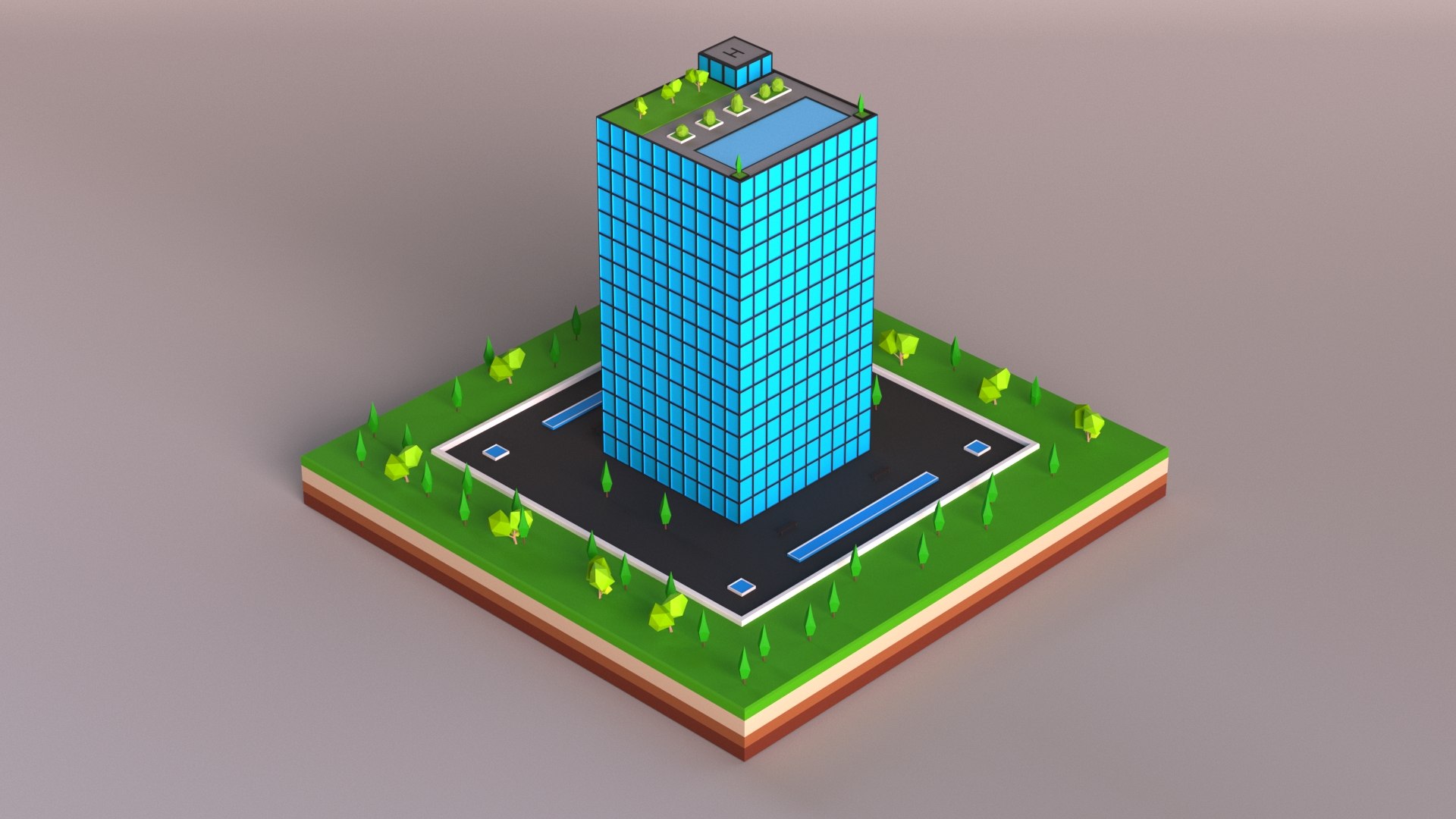 3D Skyscraper Scene Low Poly Model - TurboSquid 1796533