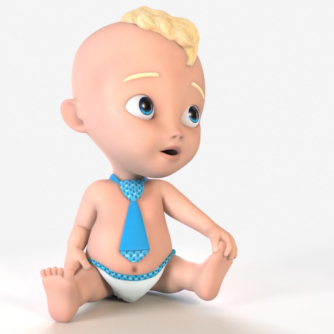 Cartoon Baby Boy Rigged 3d Model