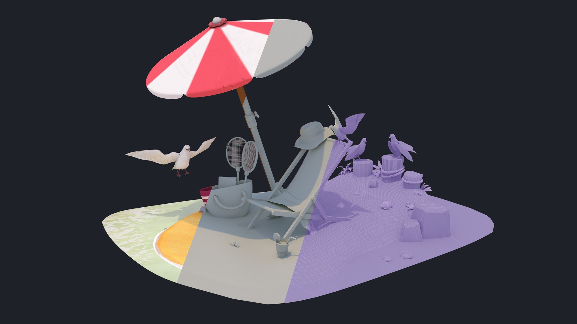 Summer Beach 3D model - TurboSquid 1998102