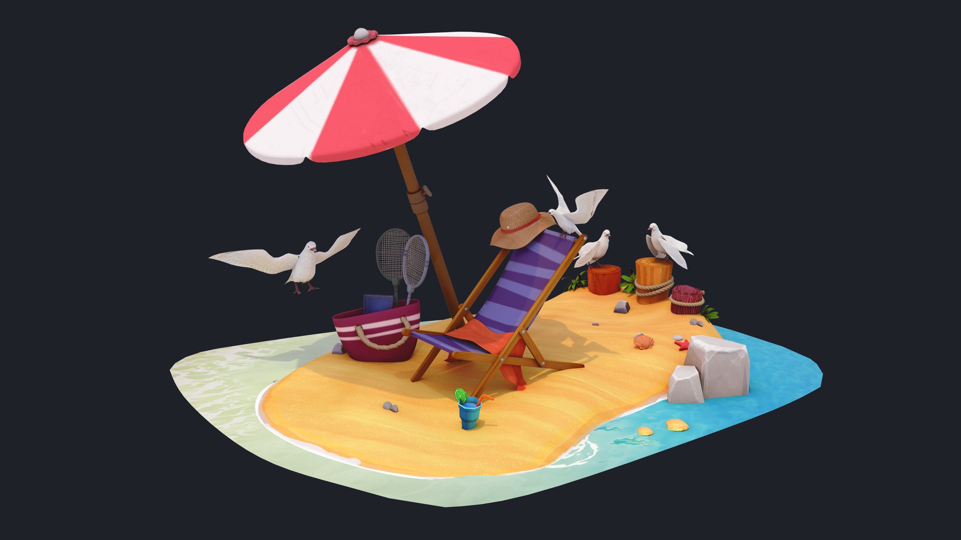 Summer Beach 3D model - TurboSquid 1998102