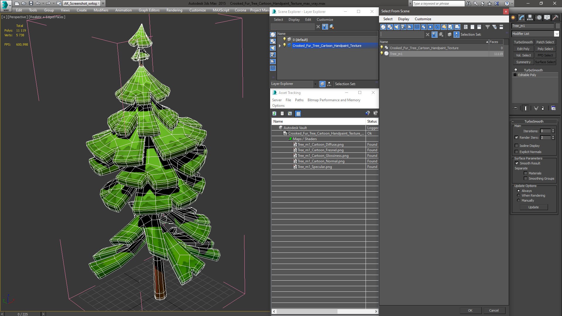 3D Model Crooked Fur Tree Cartoon Handpaint Texture - TurboSquid 2169049