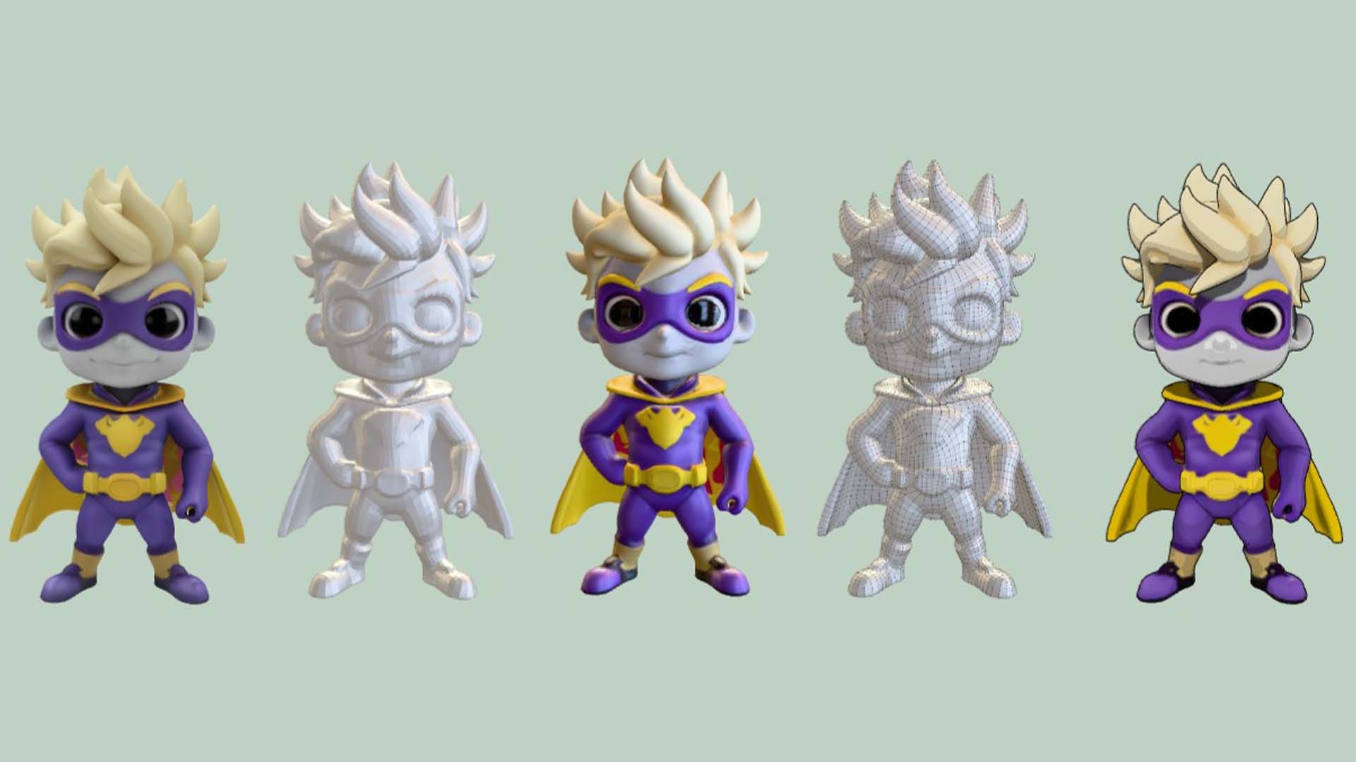 Cartoon Superhero In Purple Outfit 3D Model - TurboSquid 2300237