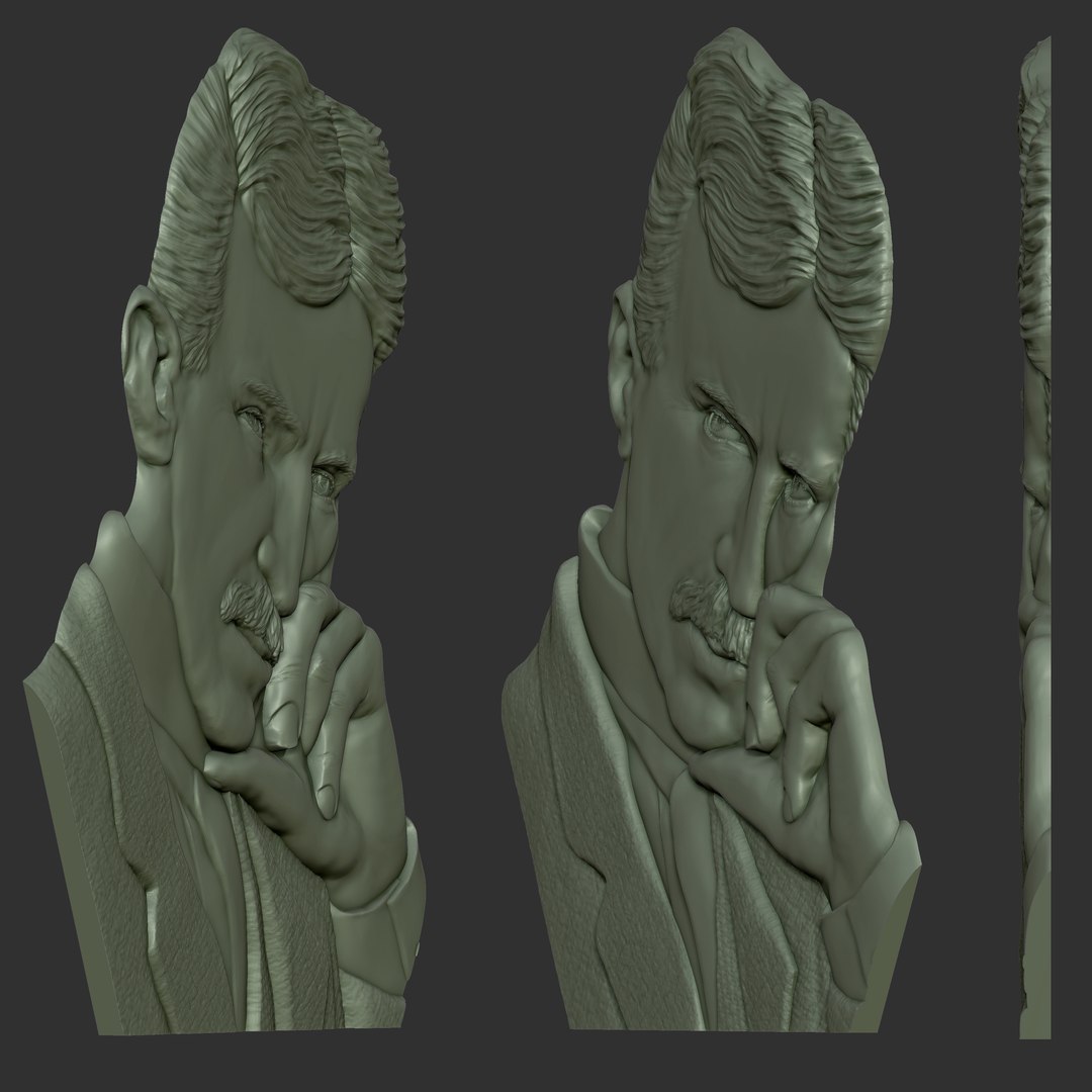 Nikola Tesla Portrait - Bas-relief For CNC Router Or 3D Printer 3D ...