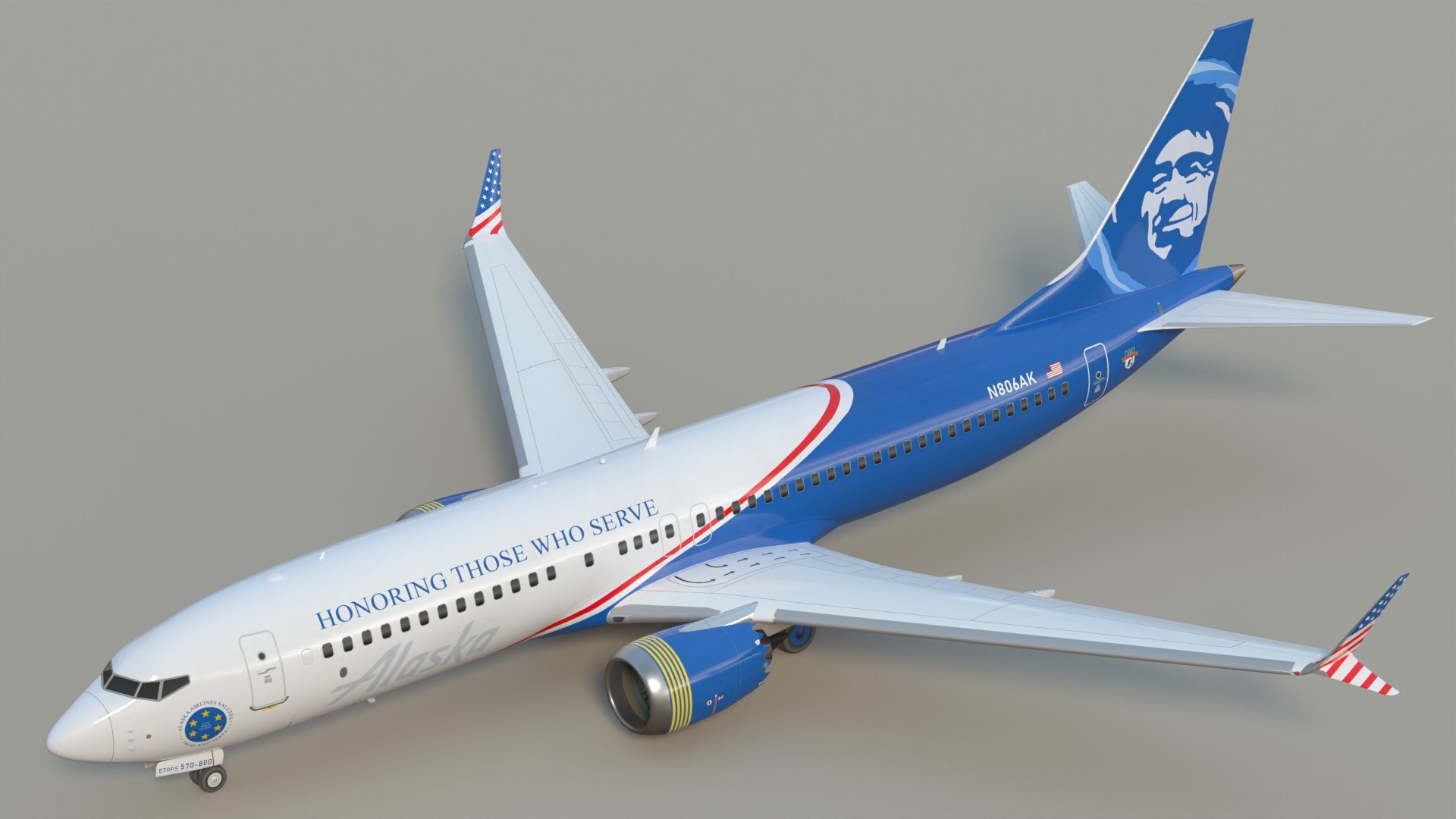 Alaska Airlines B738 MAX SC 3D Model - TurboSquid 2246534