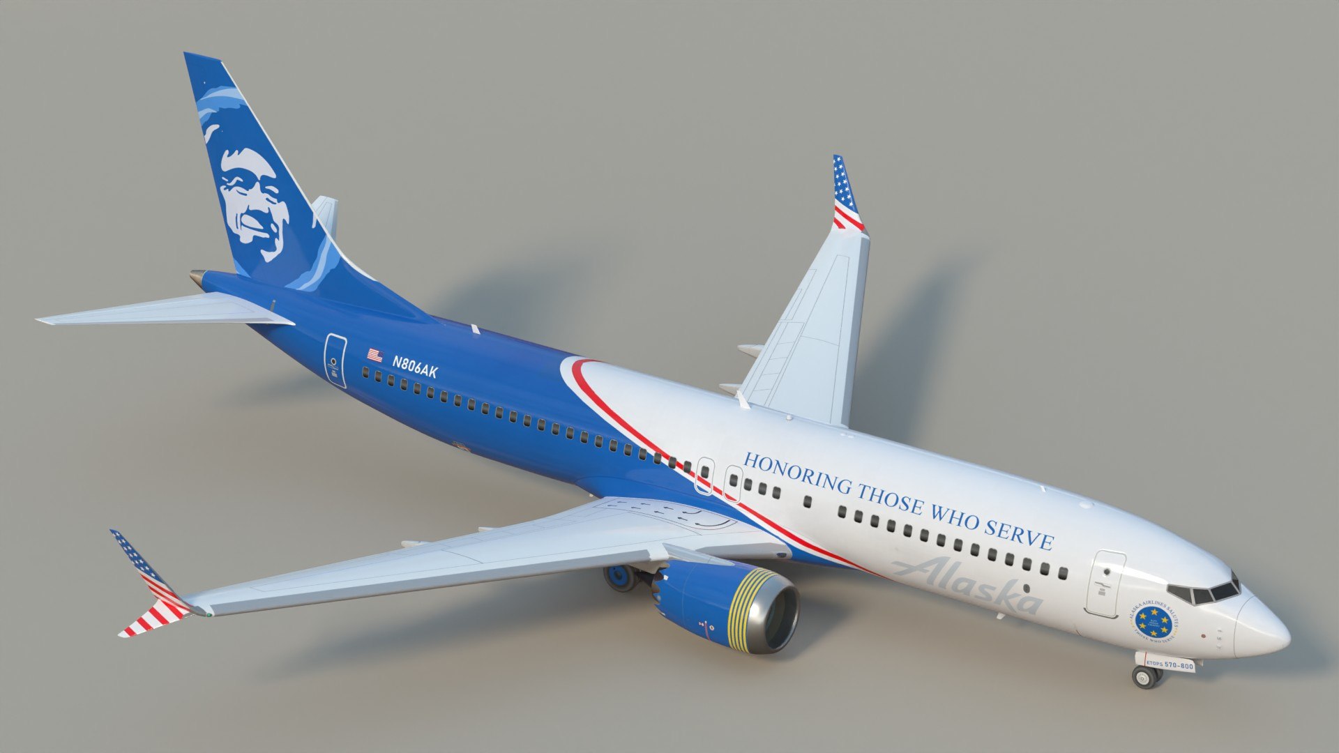 Alaska Airlines B738 MAX SC 3D Model - TurboSquid 2246534