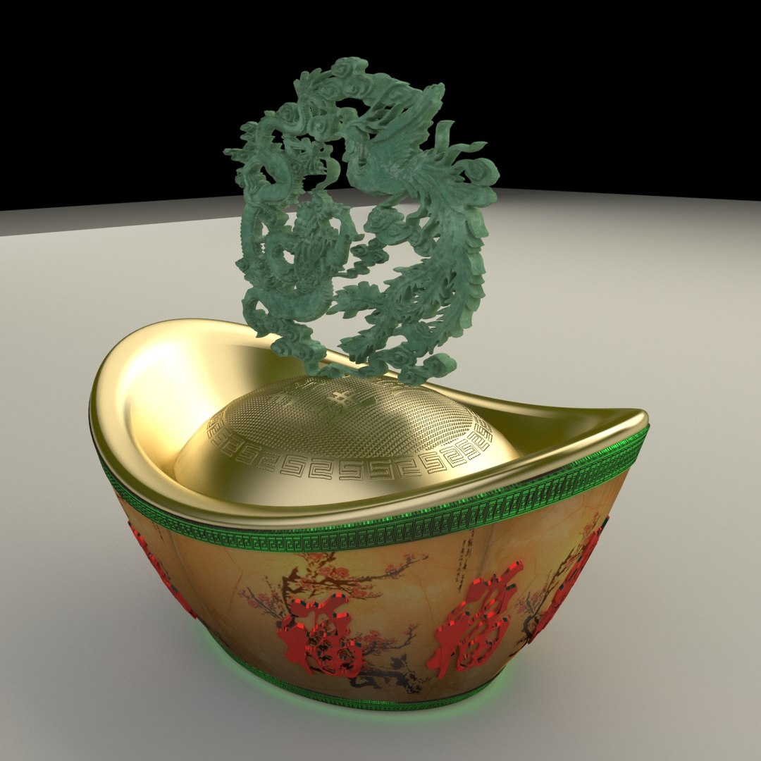 Chinese Gold Ingot With Dragon 3D Model - TurboSquid 1866951