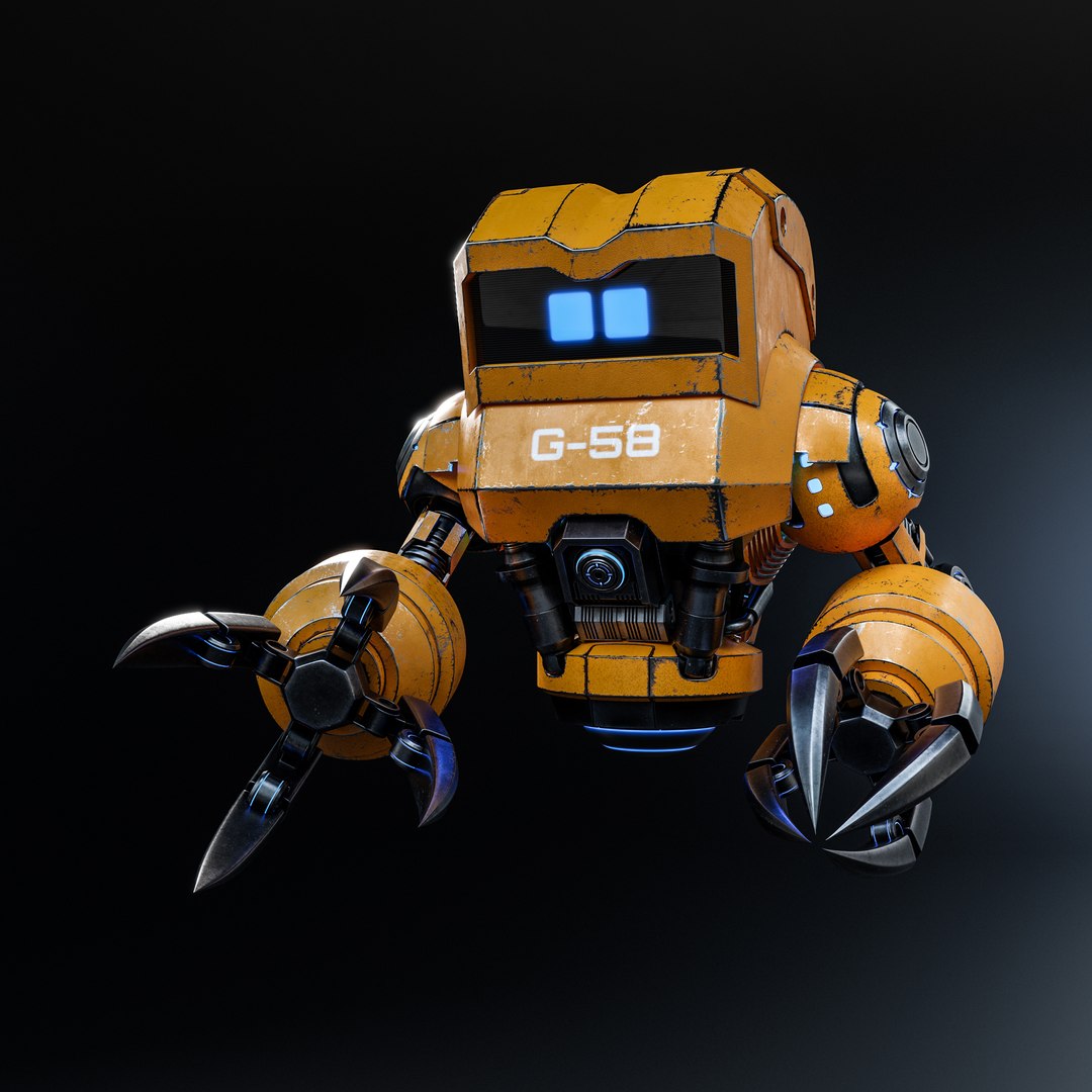 Cute Space Robot Rigged G-58 Yellow 3D model - TurboSquid 2012104