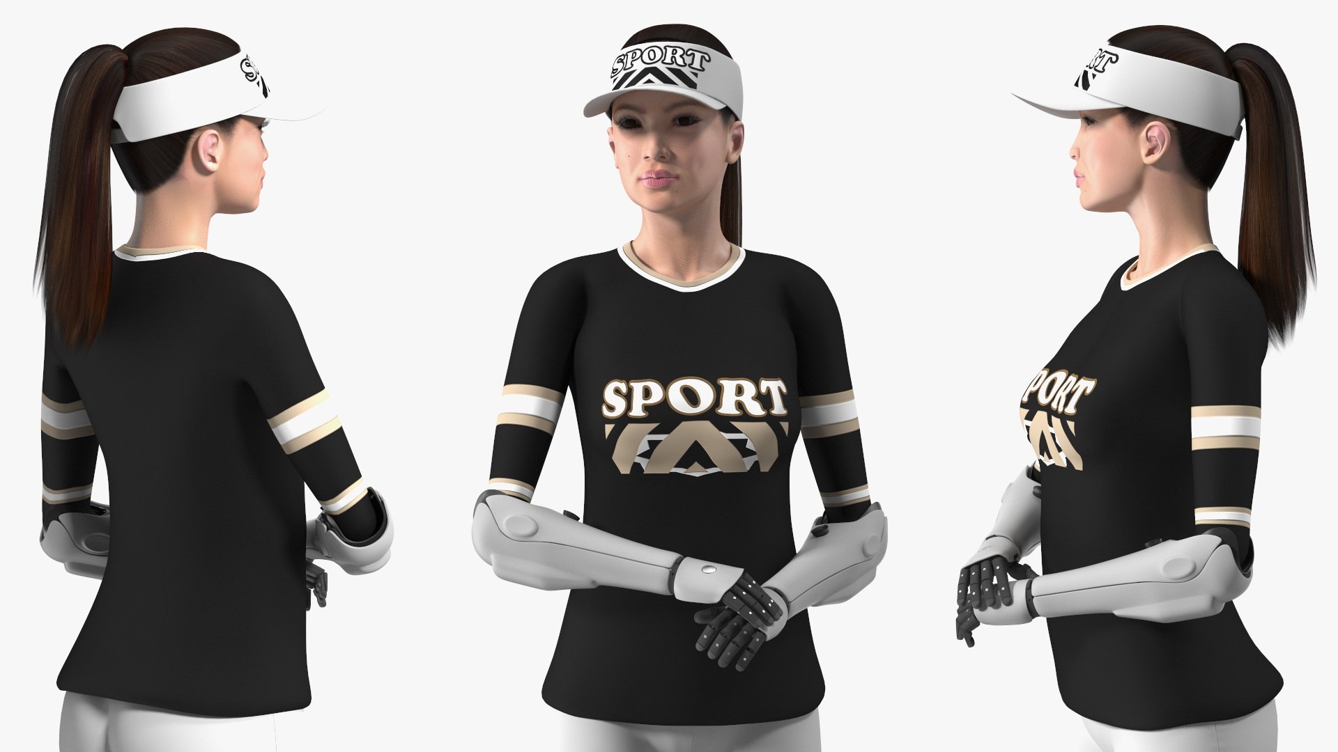 Young Woman with Bionic Arms 3D - TurboSquid 2158697