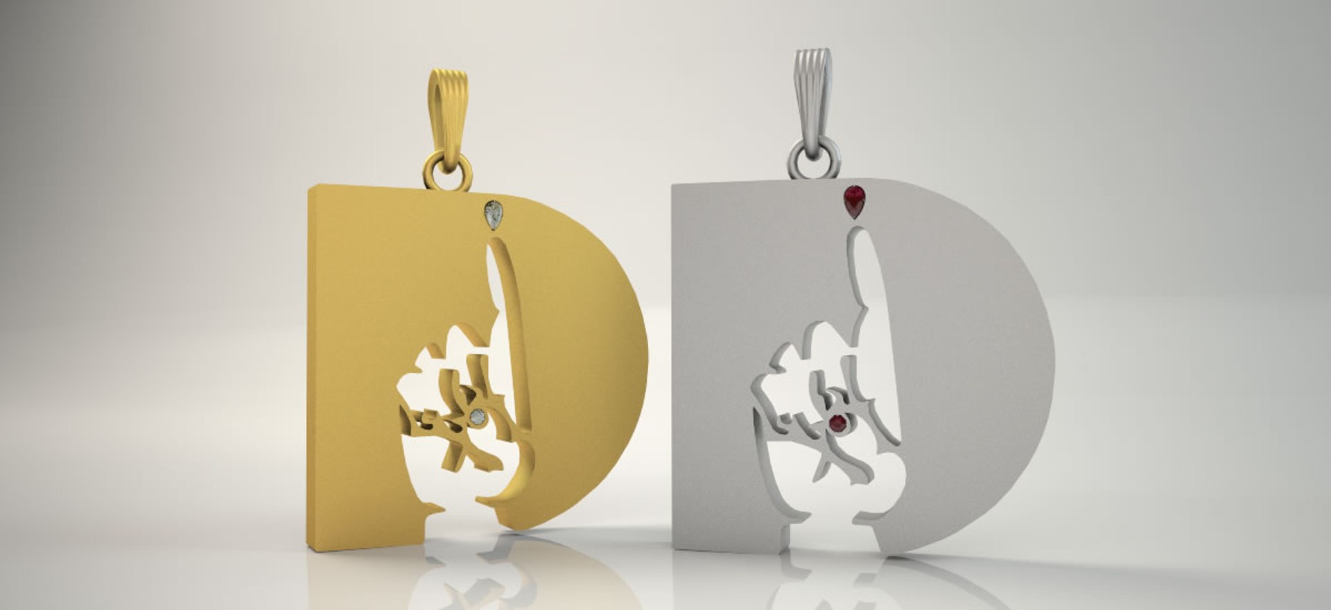 3D D Letter Pendant Men - TurboSquid 1183894