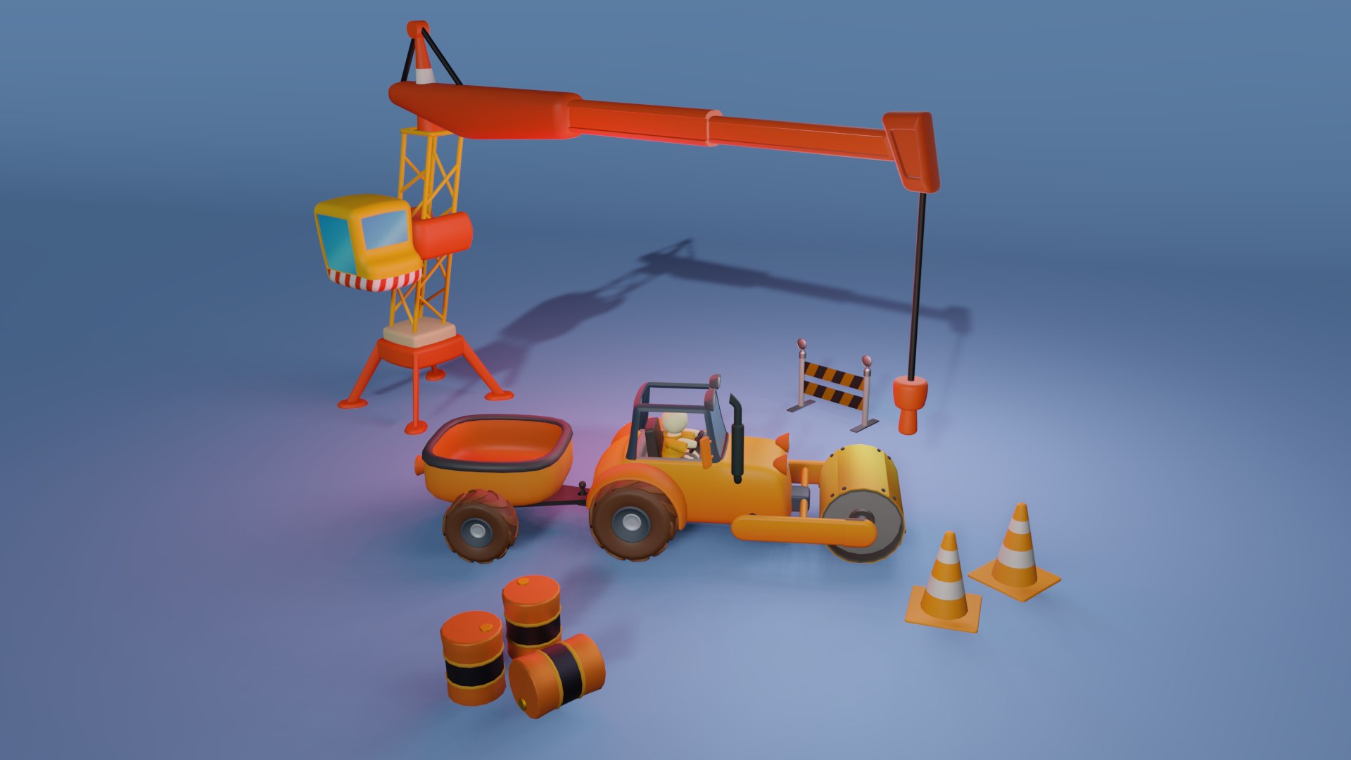 Cartoon Road Roller Package 3D - TurboSquid 1874383