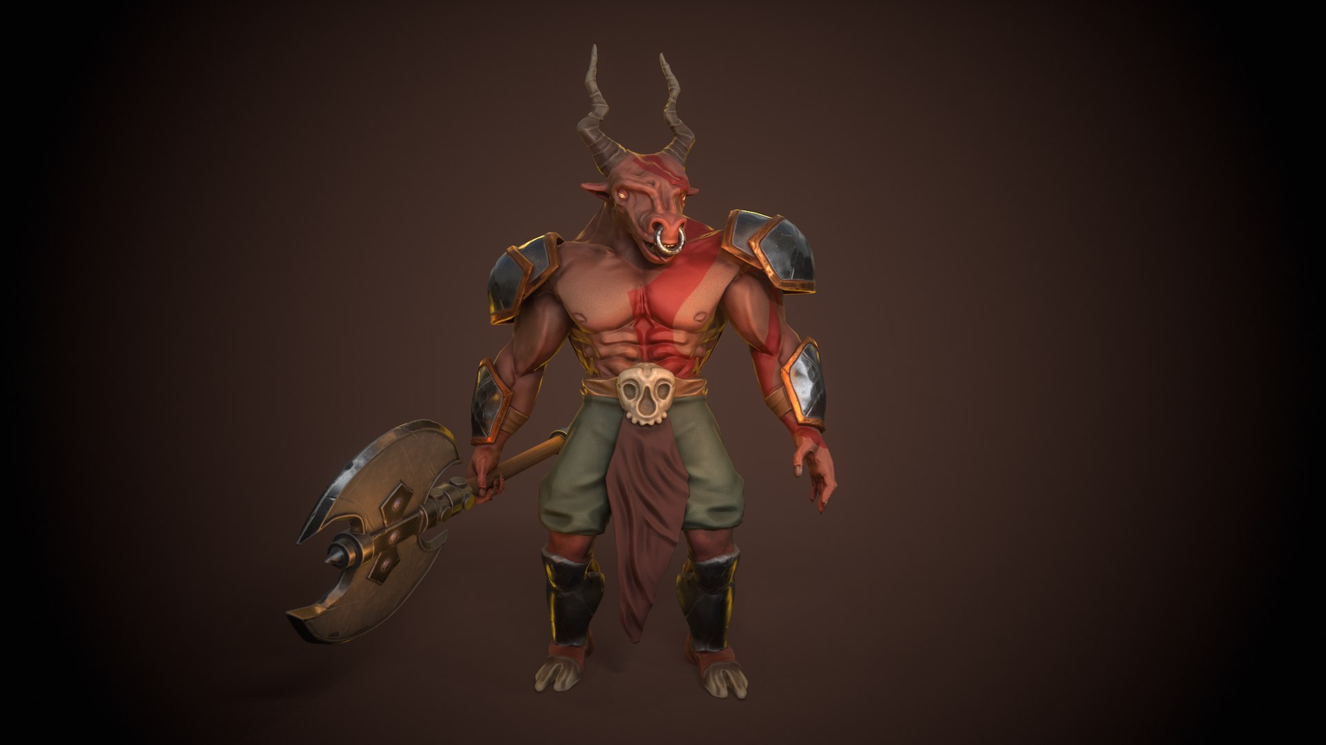 Low Poly 3D character Minotaur Rigged Animation PBR 3D - TurboSquid 2101656
