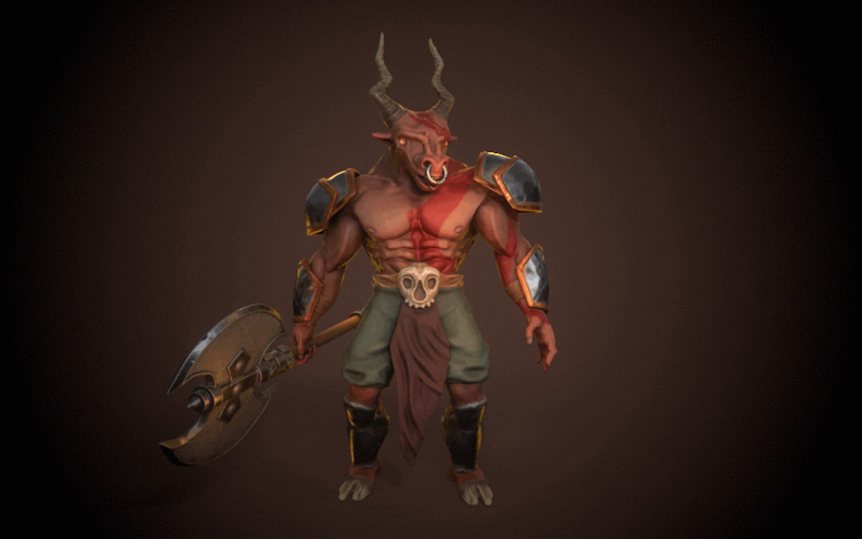 Minotaur Low Poly 3D character Rigged Animation PBR Stylized 3D ...