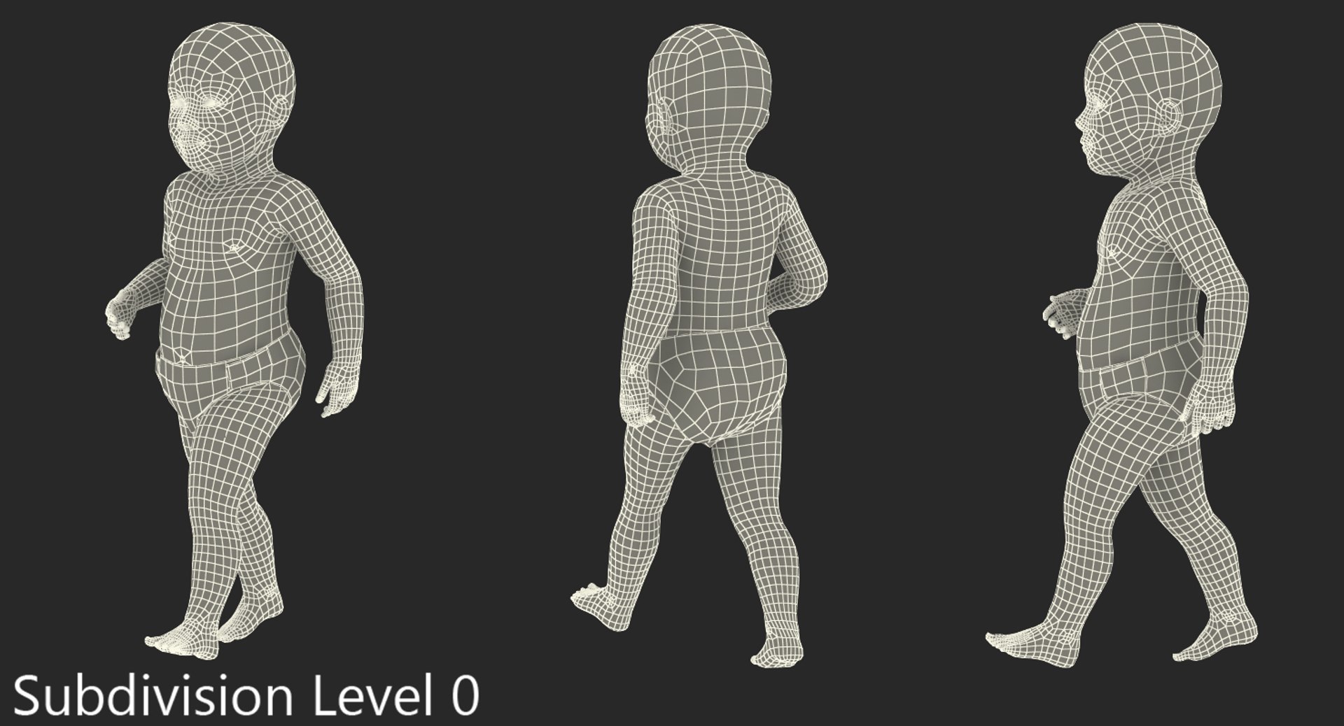 3d Asian Baby Boy Walking
