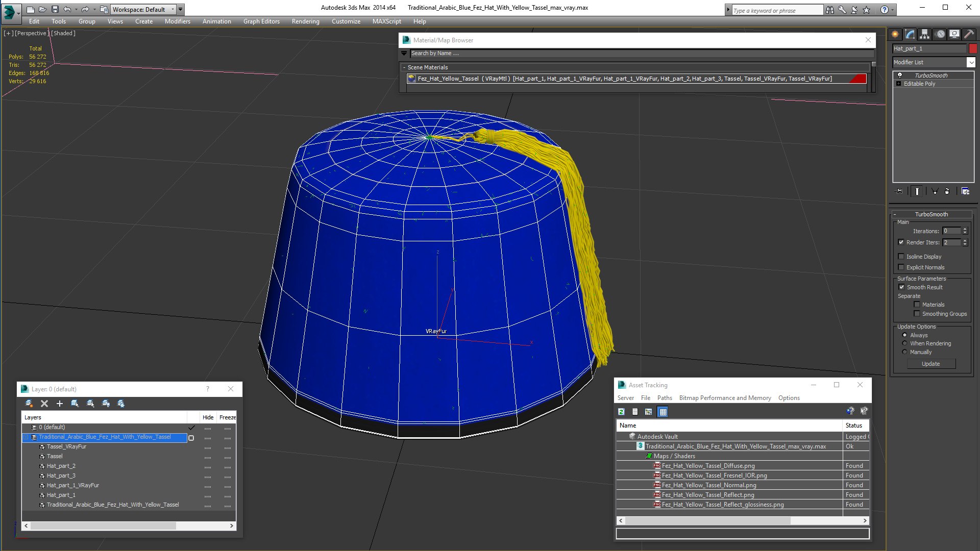 Traditional arabic blue fez model - TurboSquid 1682072