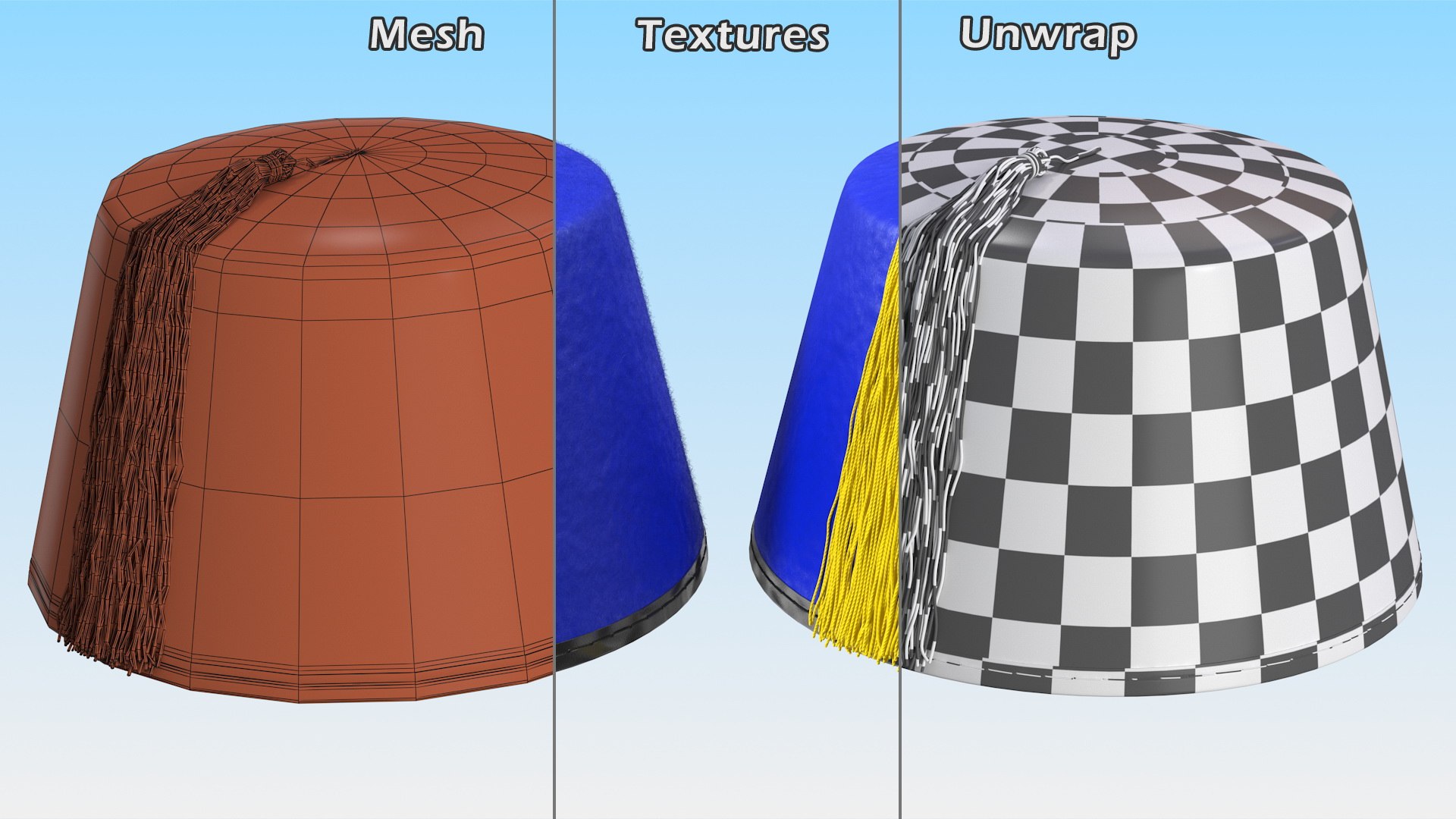 Traditional arabic blue fez model - TurboSquid 1682072