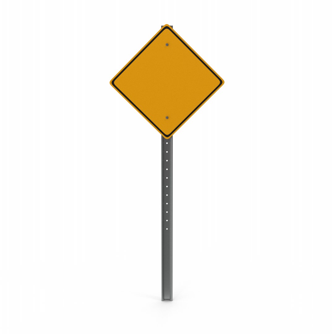 3D Yellow Road Sign Post - TurboSquid 2005959