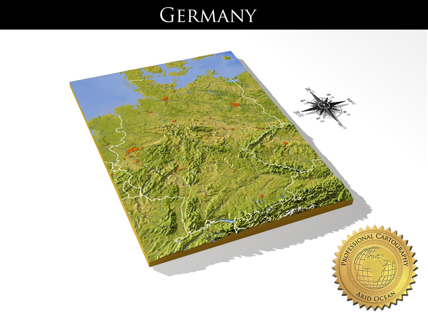 Germany Resolution Relief Maps 3d Model