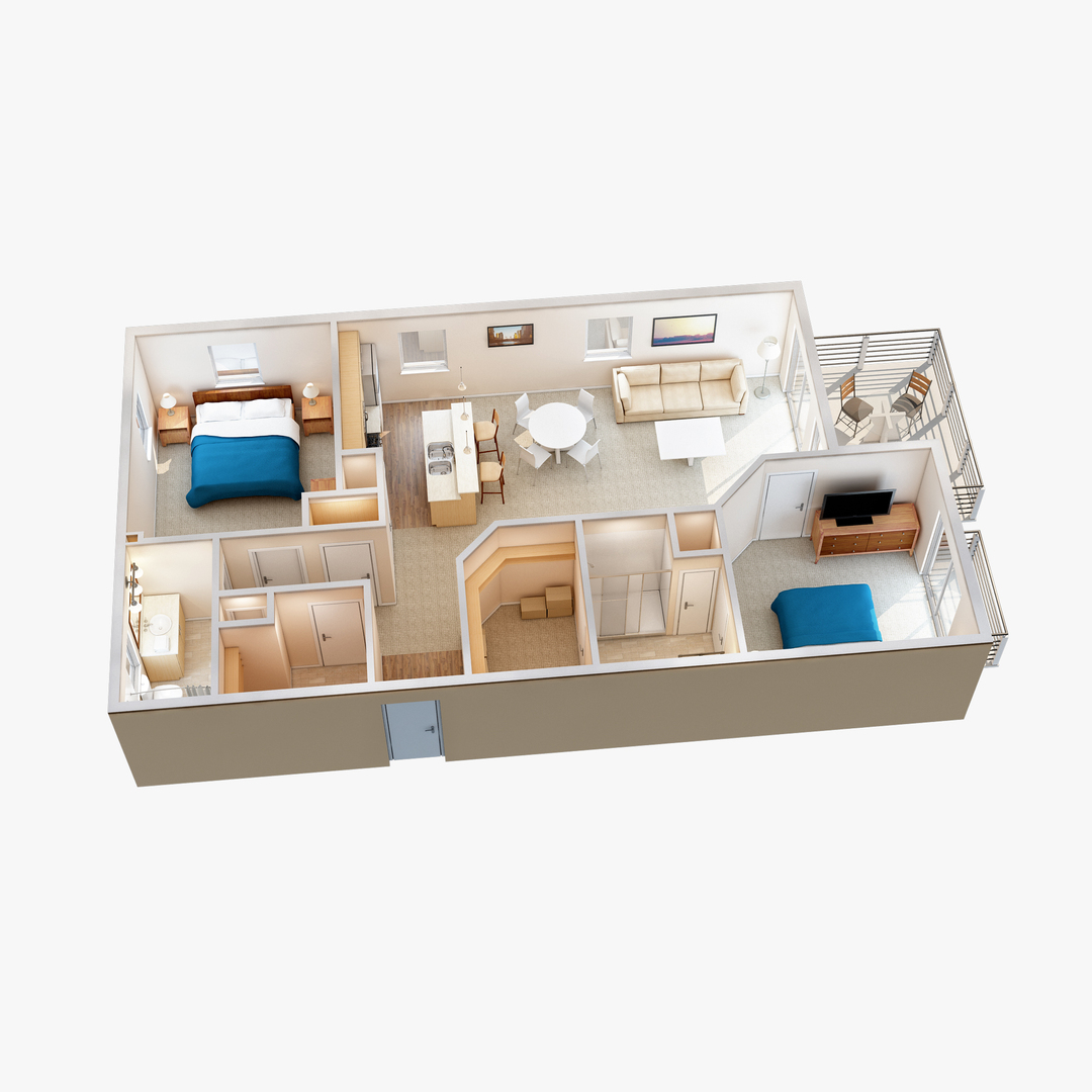 3d Lighting Floor Plan Scene