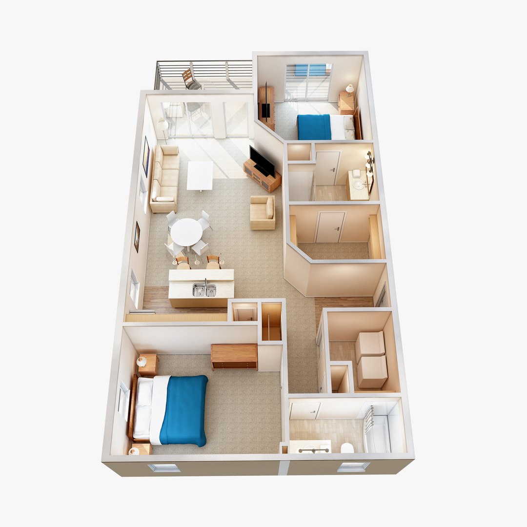 3d Lighting Floor Plan Scene