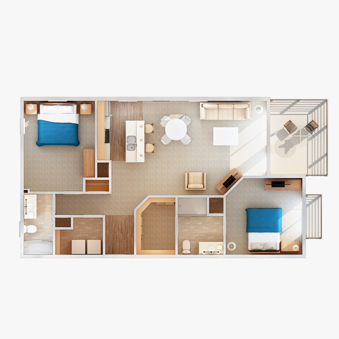 3d Lighting Floor Plan Scene