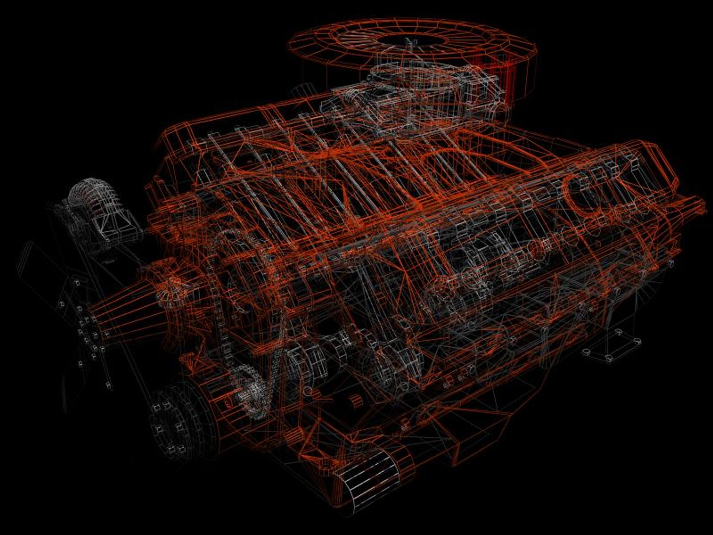 3ds Max Crysler V8 Engine 340