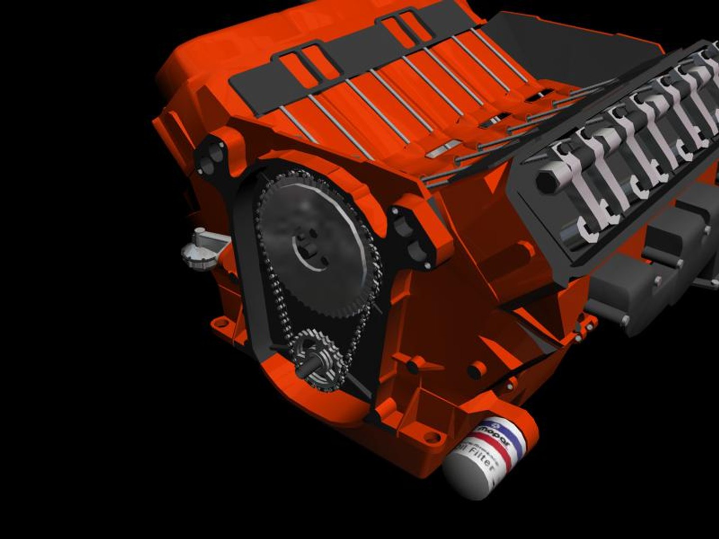 3ds Max Crysler V8 Engine 340