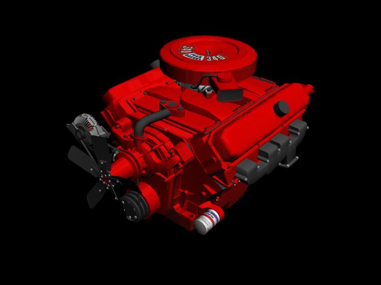 3ds Max Crysler V8 Engine 340