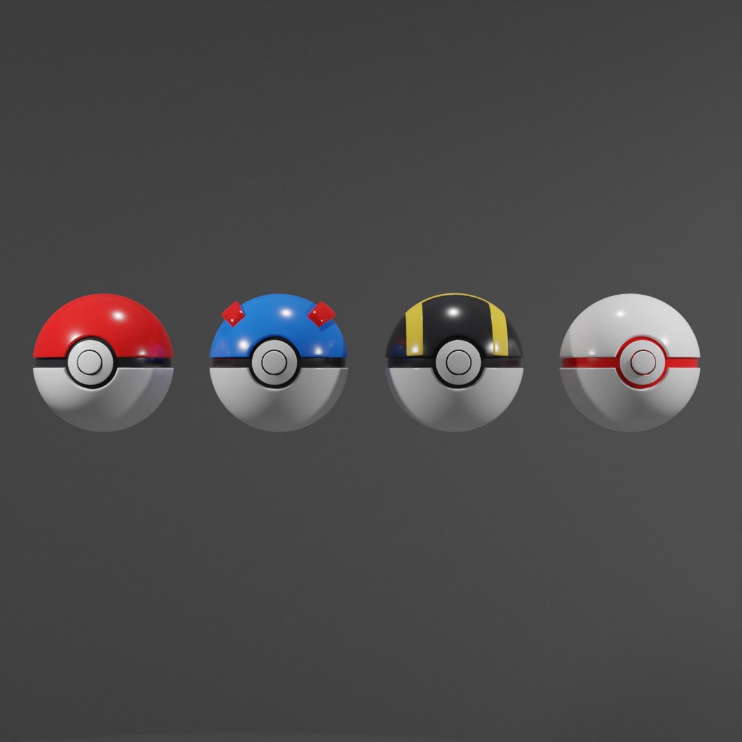 3D 4 Pokeballs - TurboSquid 1926273