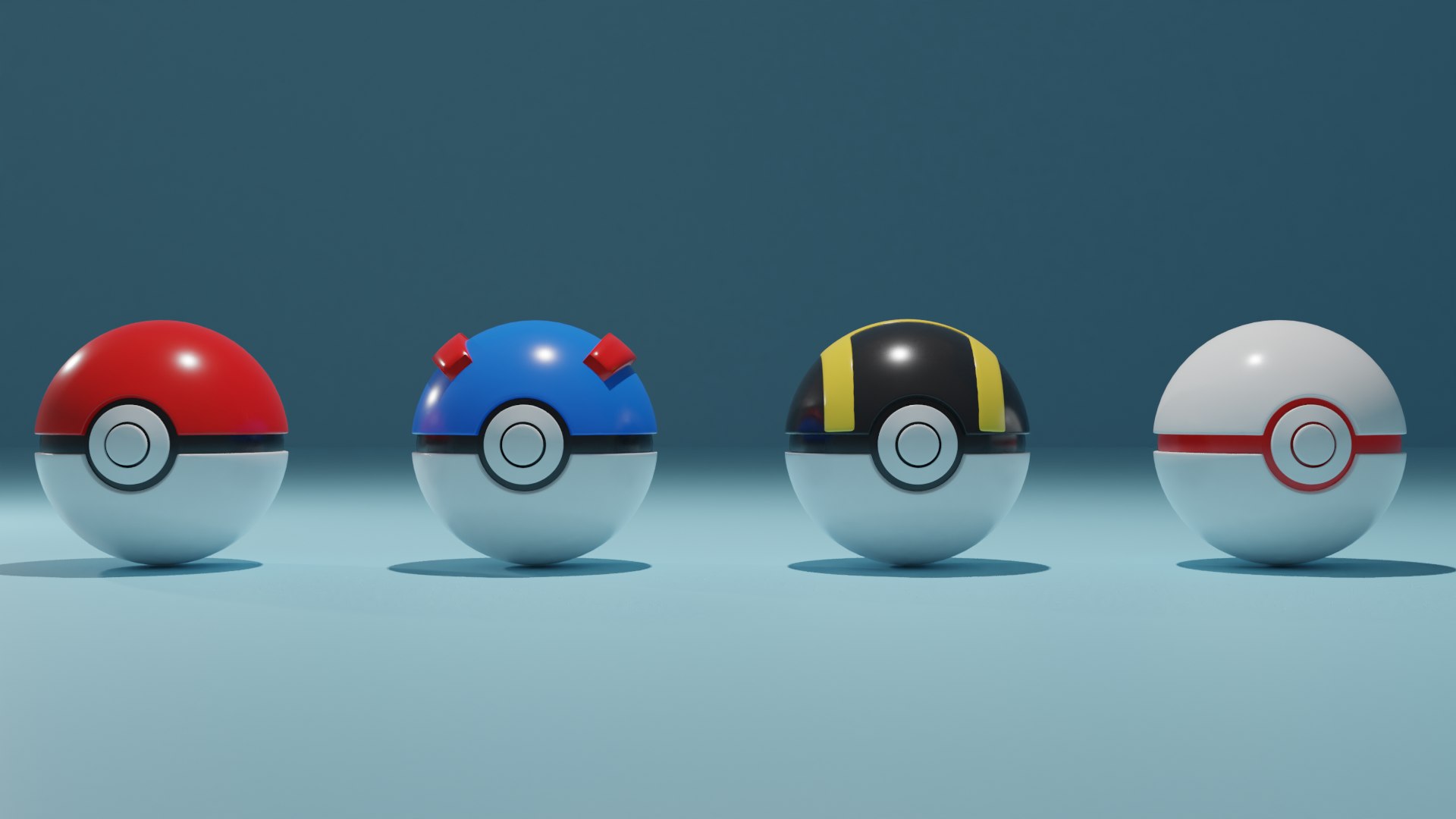 3D 4 Pokeballs - TurboSquid 1926273