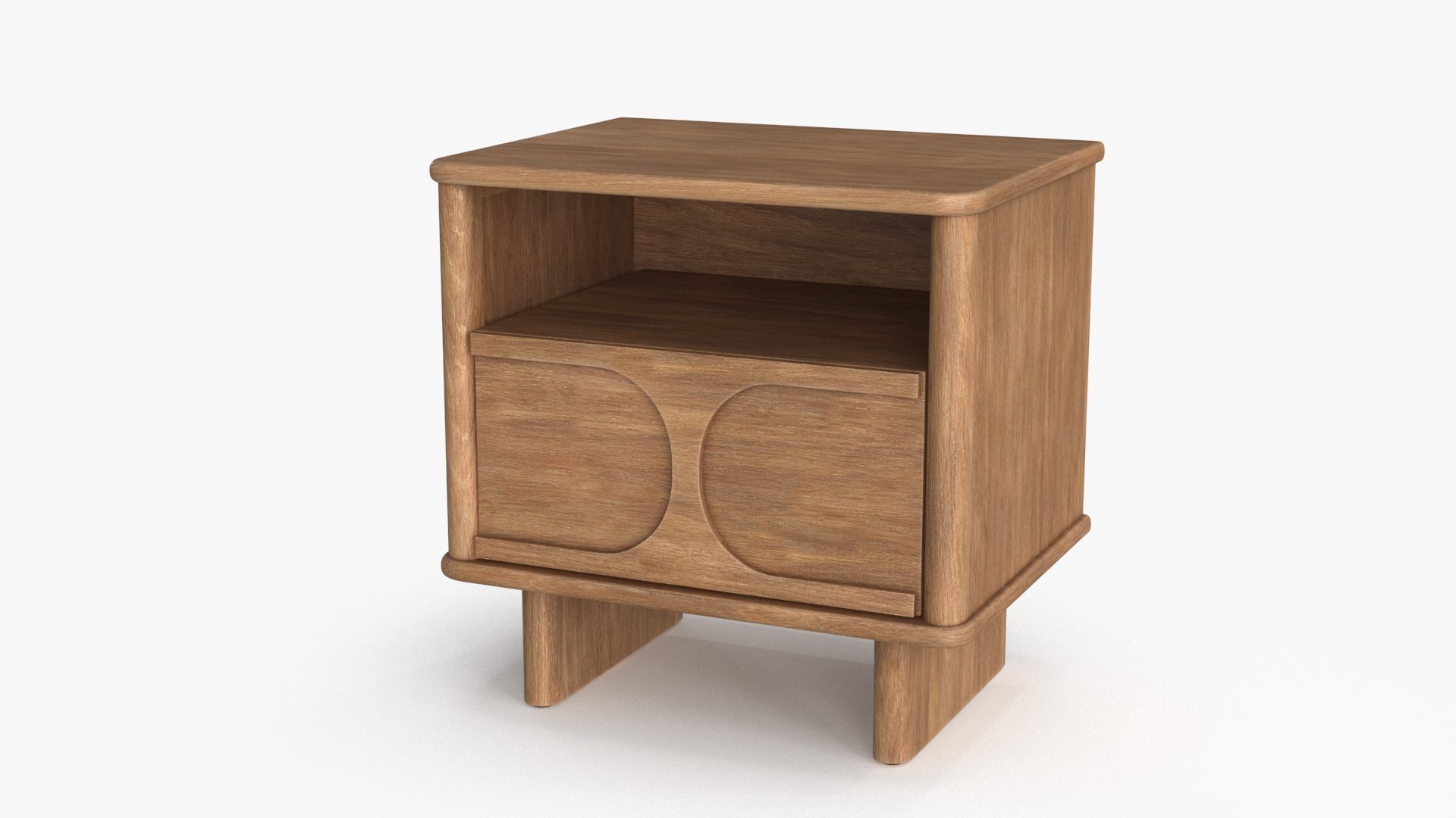 3D Model Wes Wood Nightstand With Drawer - TurboSquid 2243243