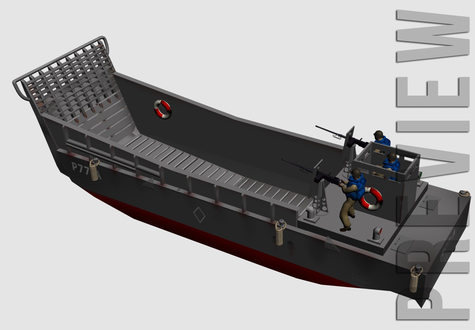 Lcm3 Landingcraft Crew 3d Model