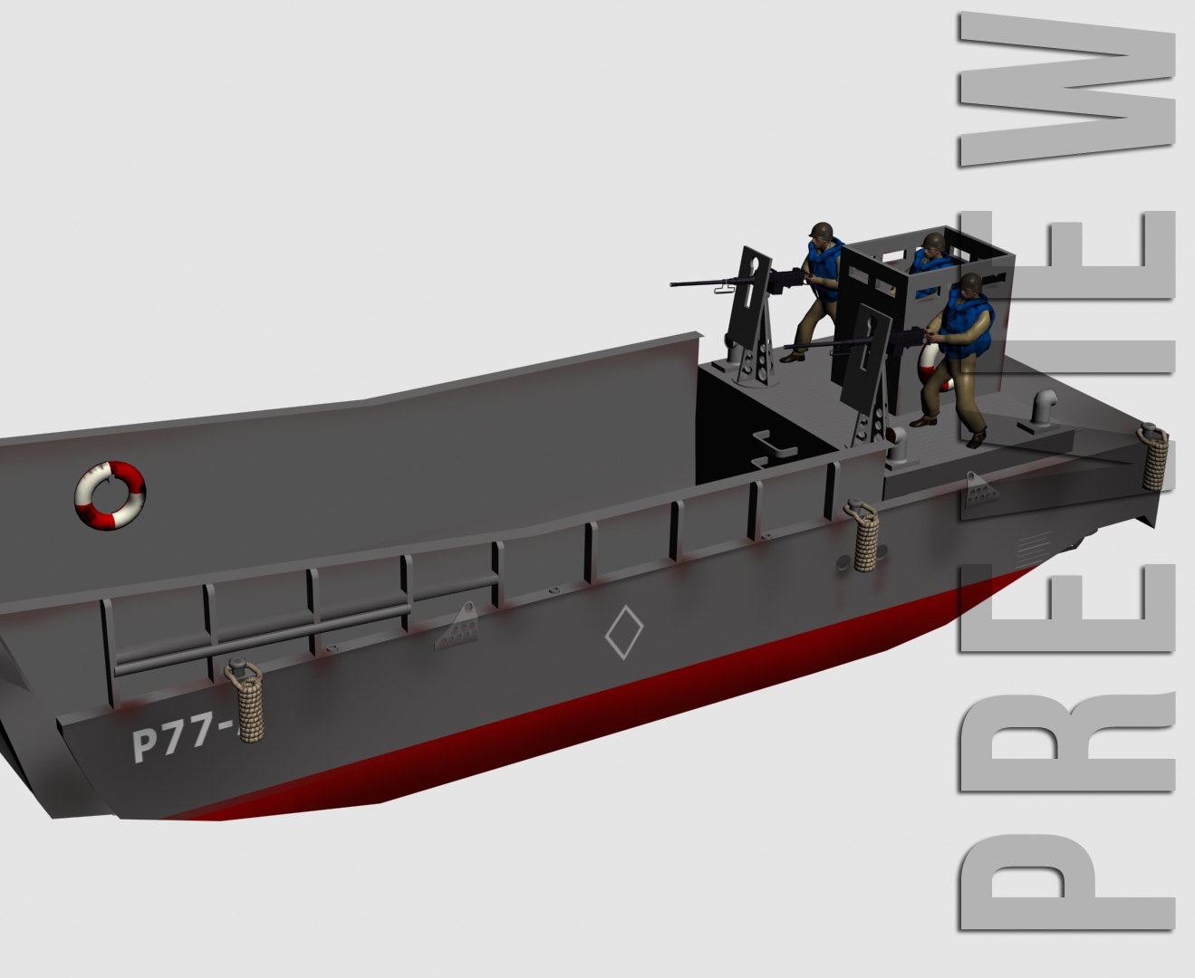Lcm3 Landingcraft Crew 3d Model