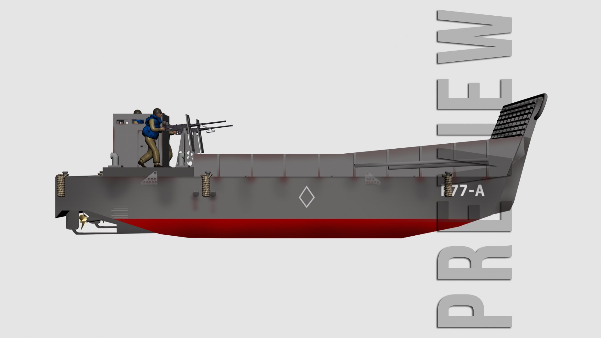 Lcm3 Landingcraft Crew 3d Model