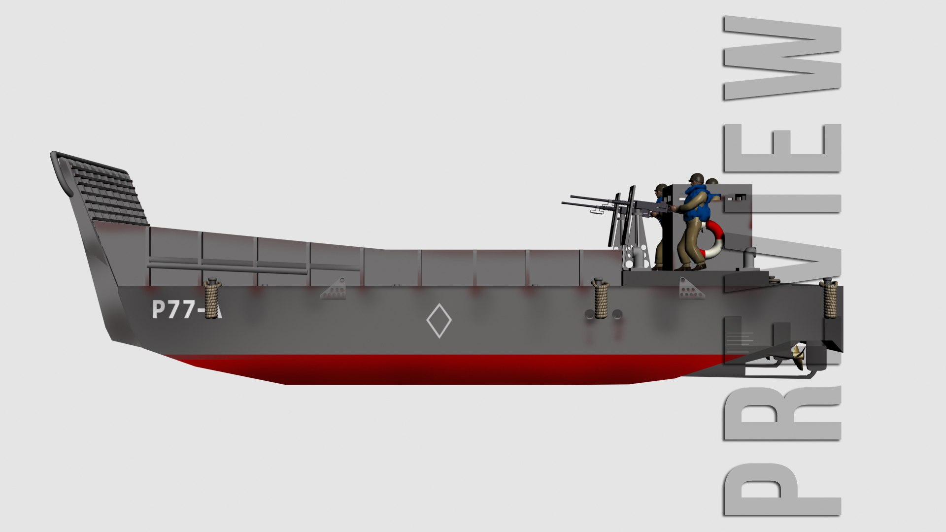 Lcm3 Landingcraft Crew 3d Model