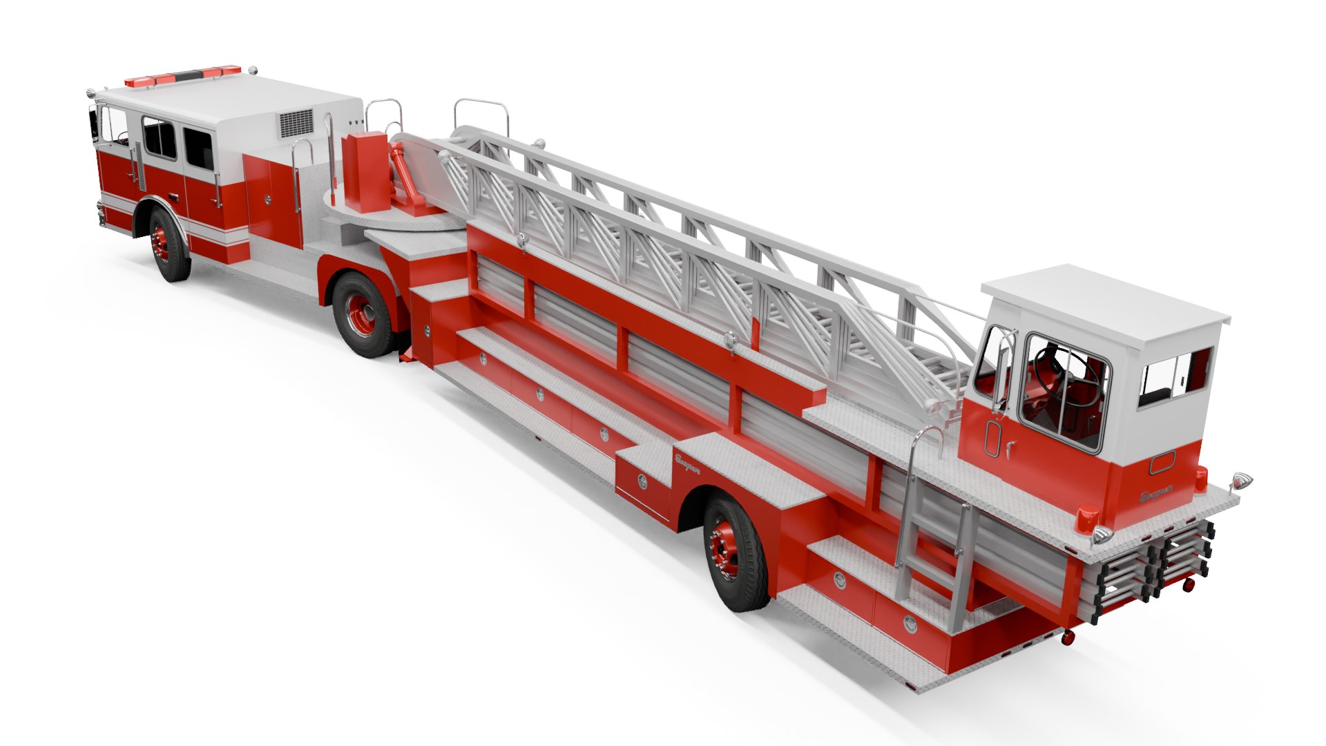1990 Seagrave 100ft Tiller Fire Truck Low Poly 3D Model - TurboSquid ...