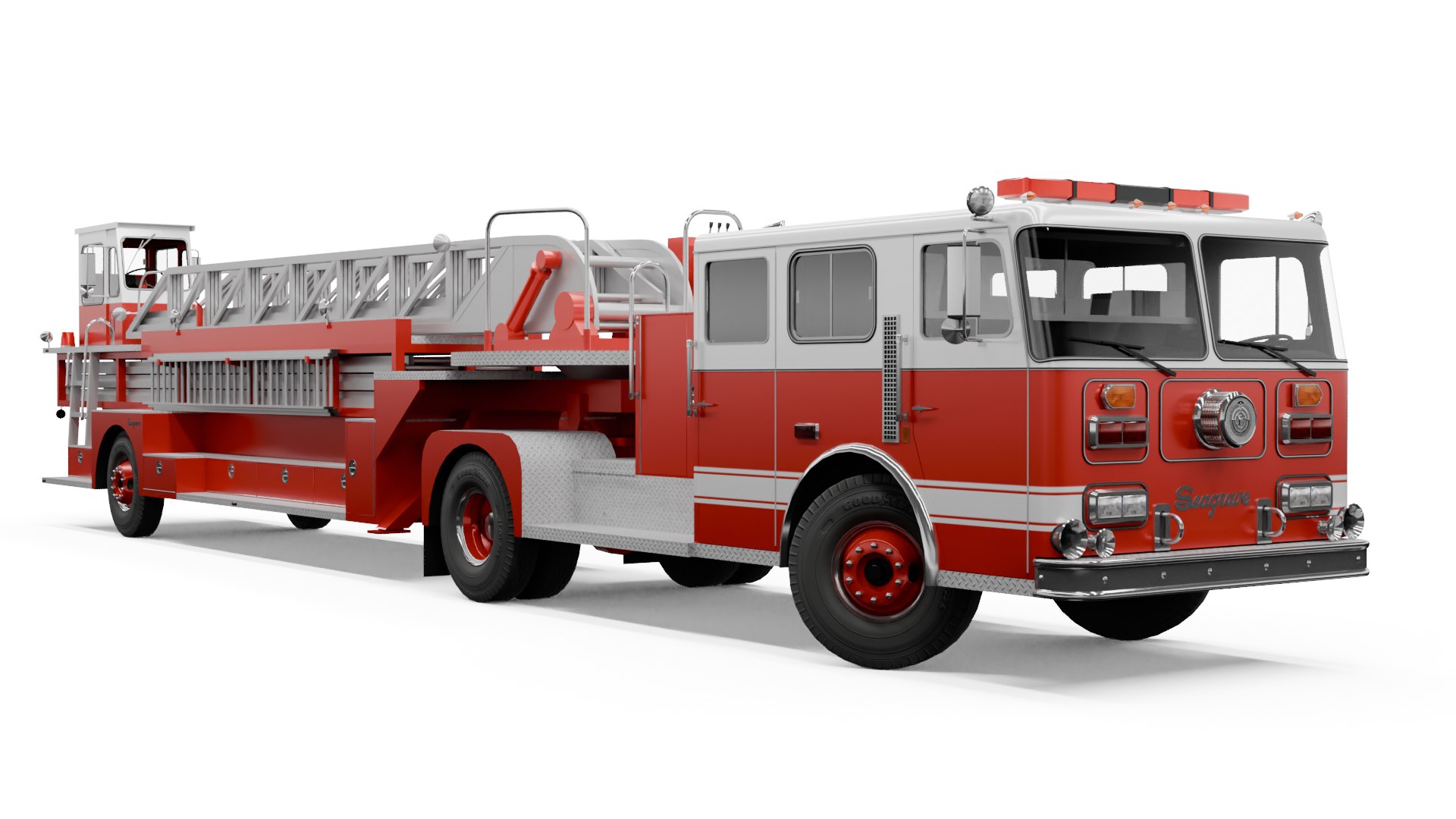 1990 Seagrave 100ft Tiller Fire Truck Low Poly 3D Model - TurboSquid ...