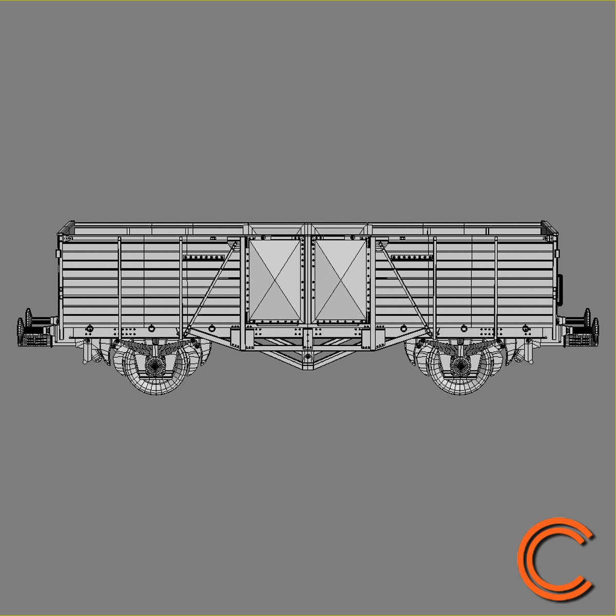 cargo train wagon 3d fbx