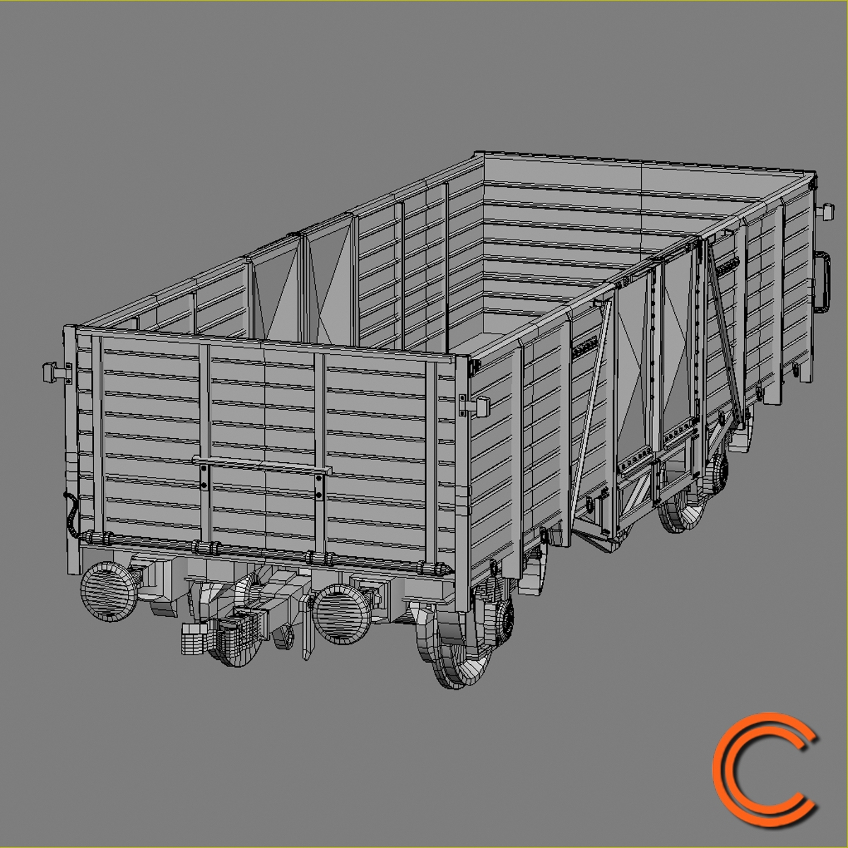 cargo train wagon 3d fbx